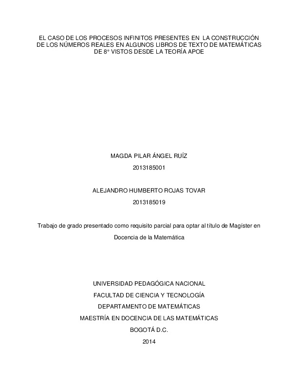 El caso de los procesos infinitos presentes en la construcción de los ...