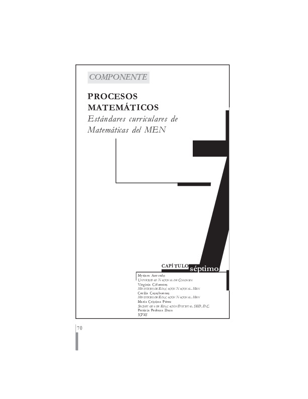 Procesos matemáticas. Estándares curriculares de Matemáticas del MEN ...