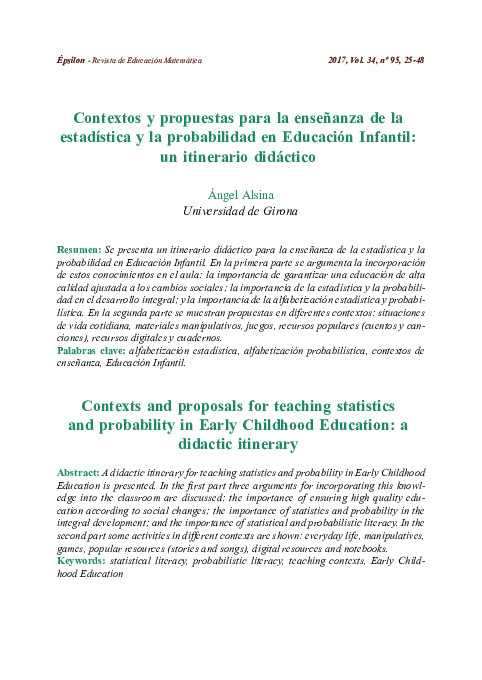 Contextos y propuestas para la enseñanza de la estadística y la probabilidad en educación ...