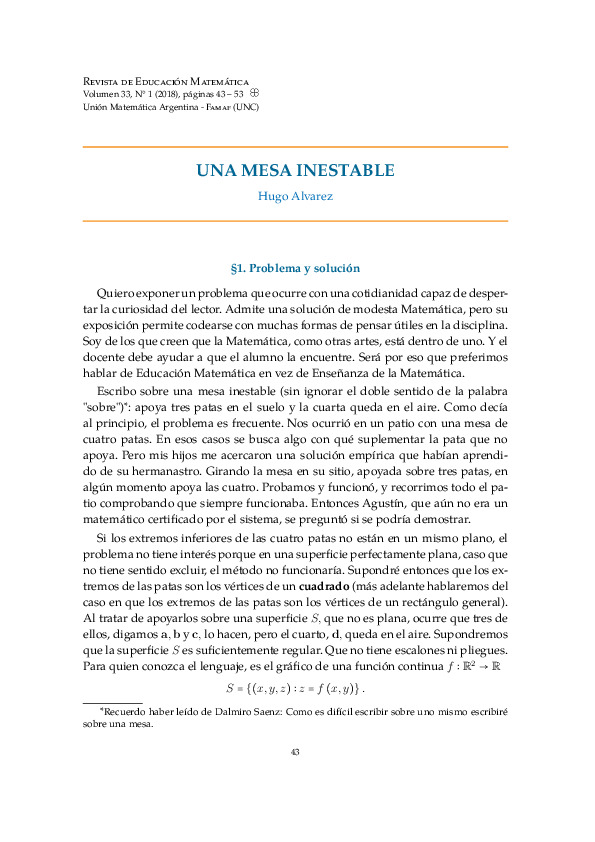 Una mesa inestable - Funes