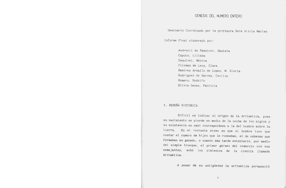 Génesis del número entero - Funes