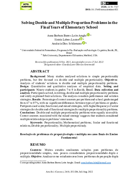 Solving double and multiple proportion problems in the final years of ...