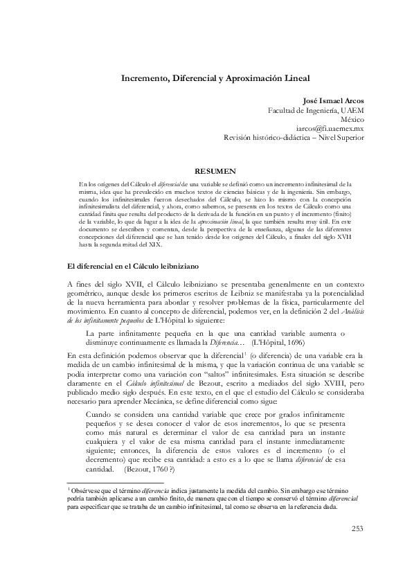 Incremento, diferencial y aproximación lineal - Funes