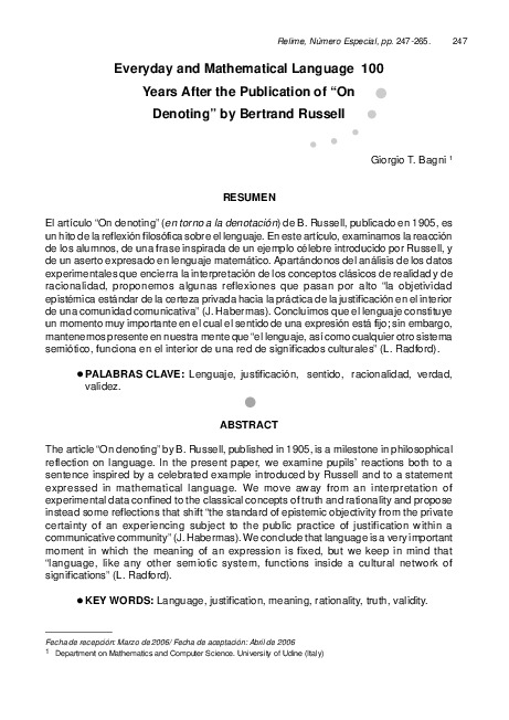 Everyday and mathematical language 100 years after the publication of ...