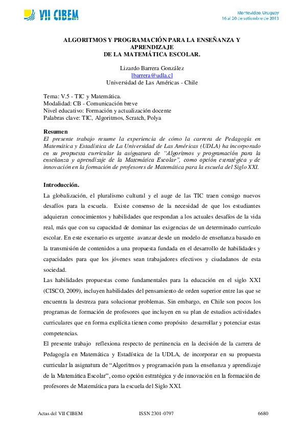 Algoritmos y programación para la enseñanza y aprendizaje de la ...