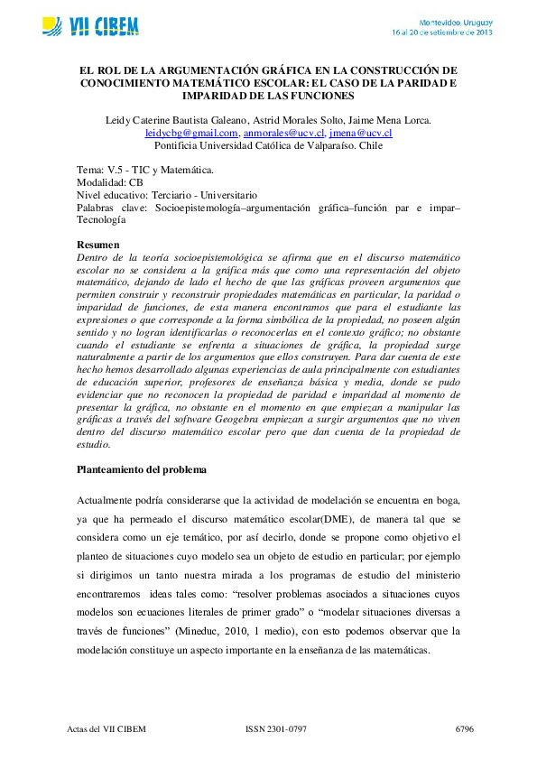 El rol de la argumentación gráfica en la construcción de conocimiento matemático escolar: el ...