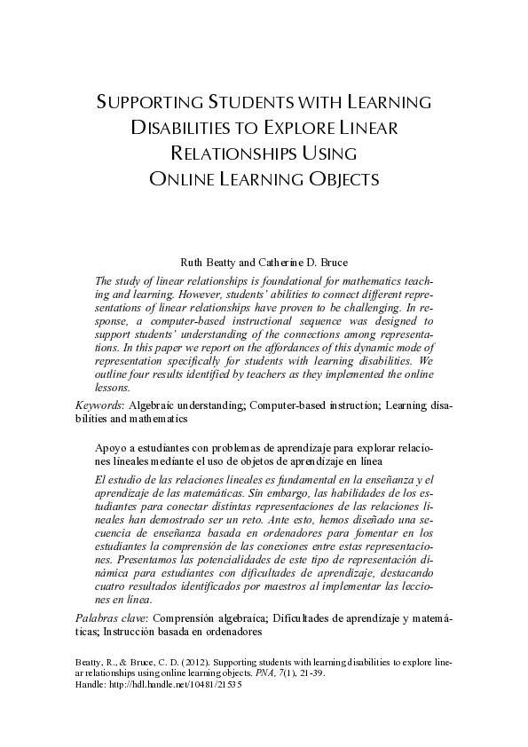 Supporting students with learning disabilities to explore linear ...