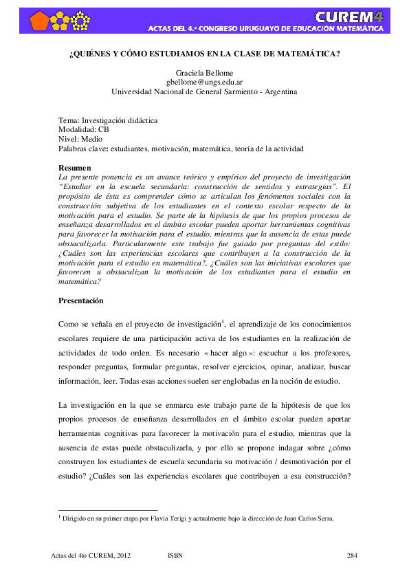 ¿Quiénes y cómo estudiamos en la clase de matemática? - Funes