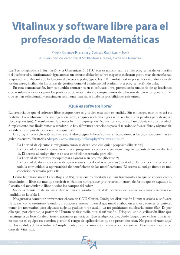 Vitalinux y software libre para el profesorado de matemáticas - Funes