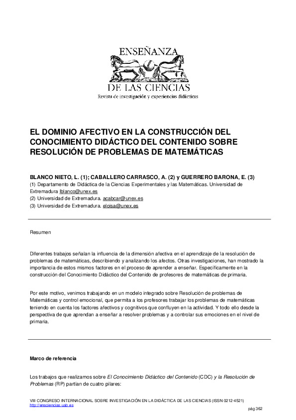 El dominio afectivo en la construcción del conocimiento didáctico del ...