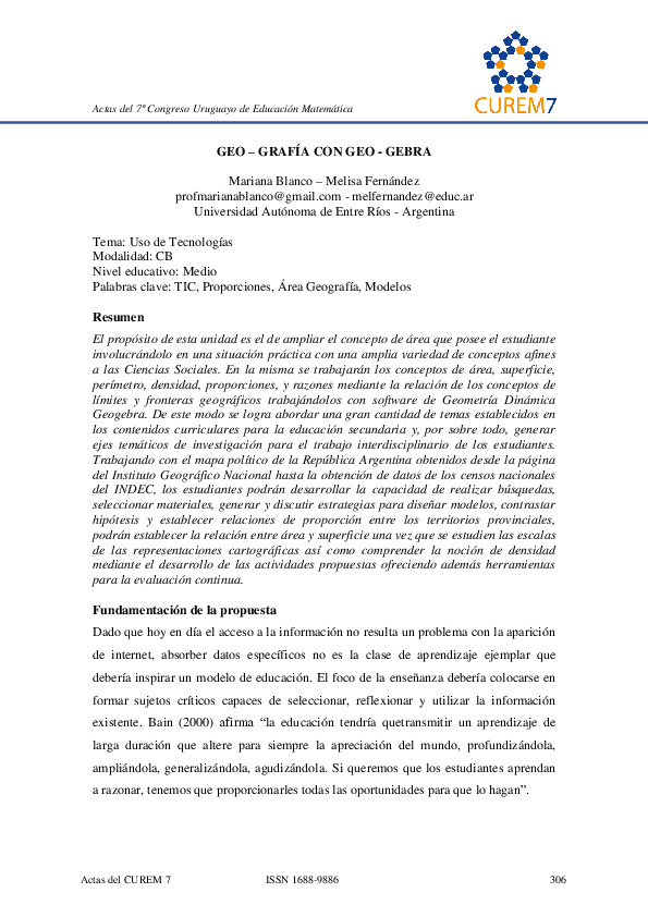 Geo – grafía con GeoGebra - Funes