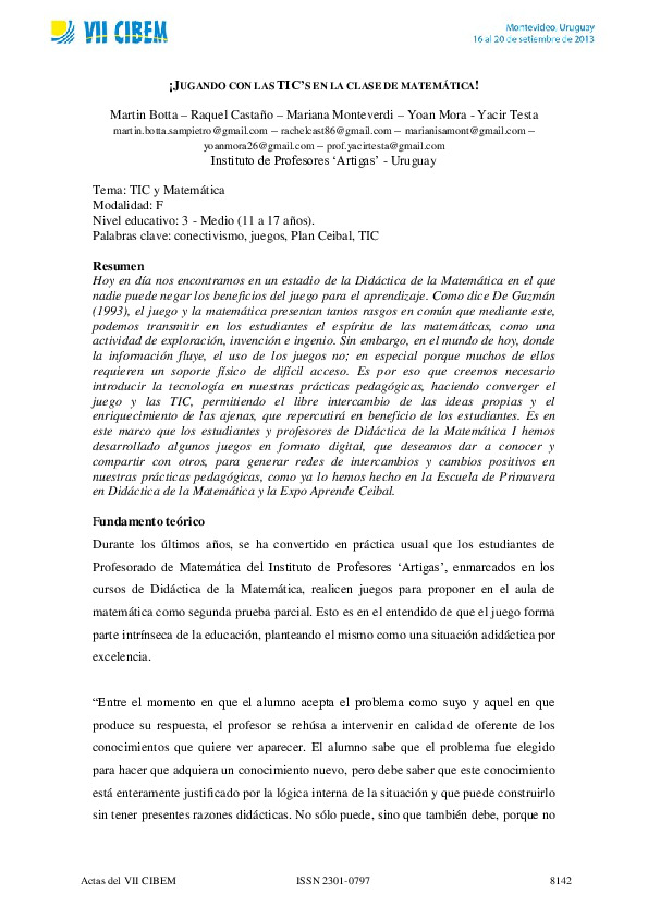 ¡Jugando con las TIC’s en la clase de matemática! - Funes