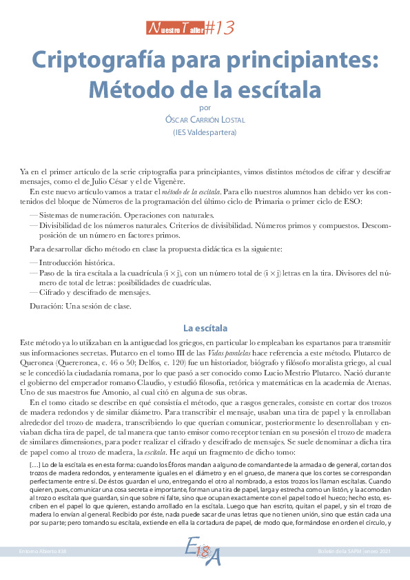 Criptografía para principiantes: método de la escítala - Funes