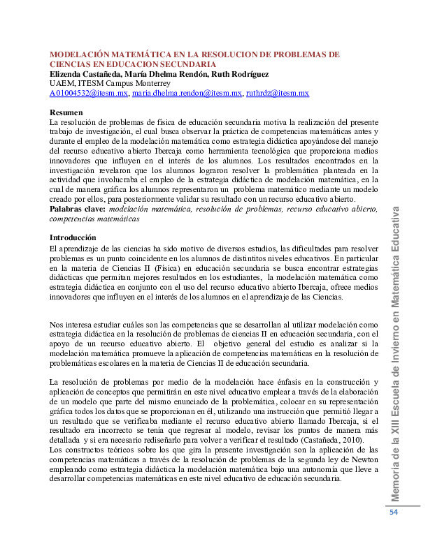 Modelación matemática en la resolución de problemas de ciencias en ...
