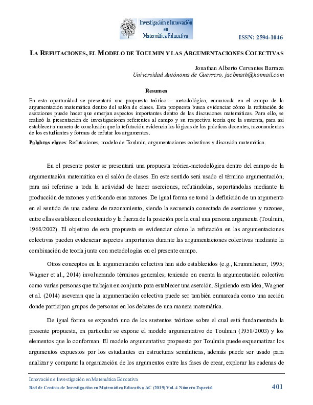 Las refutaciones, el modelo de Toulmin y las argumentaciones colectivas ...