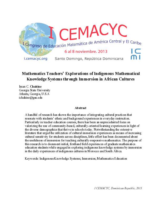 Mathematics teachers’ explorations of indigenous mathematical knowledge ...