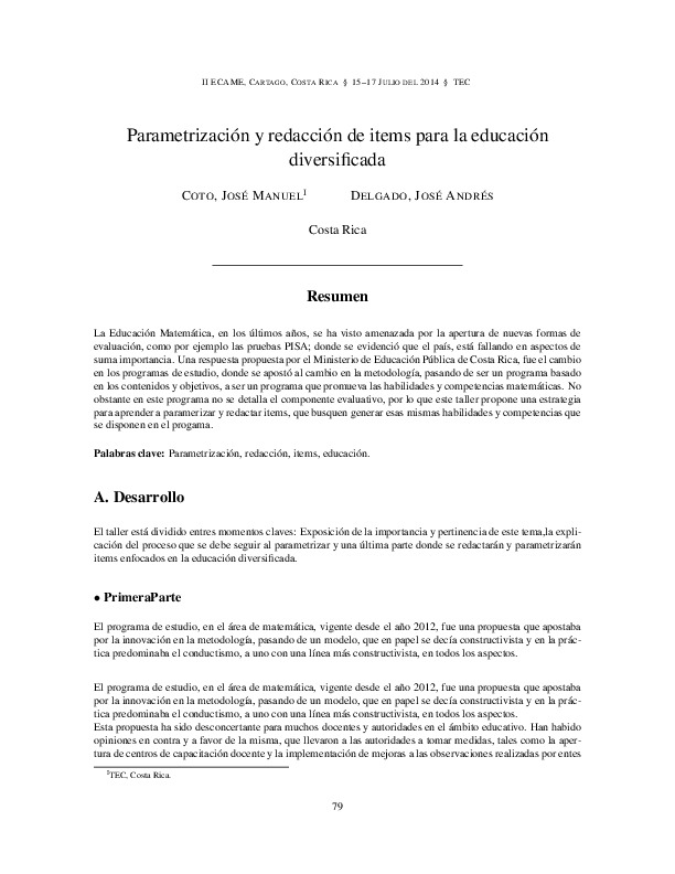 Parametrización y redacción de items para la educación diversificada - Funes