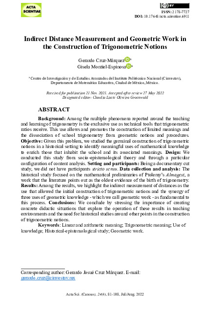 Indirect distance measurement and geometric work in the construction of ...