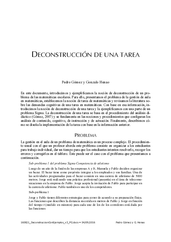 Deconstrucción de una tarea - Funes