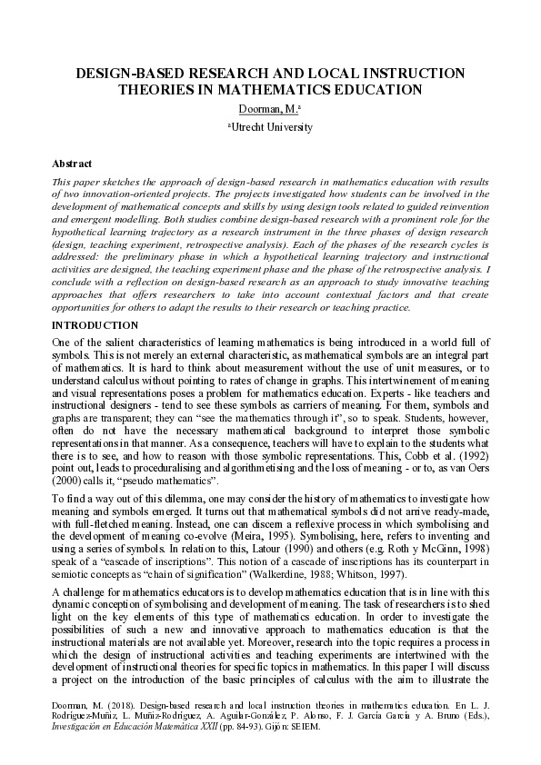 Design-based research and local instruction theories in mathematics ...
