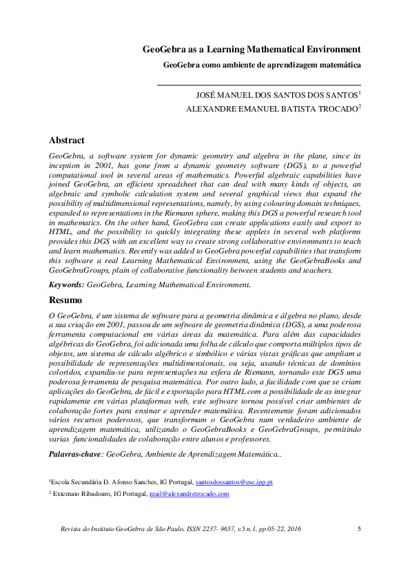 GeoGebra as a learning mathematical environment - Funes