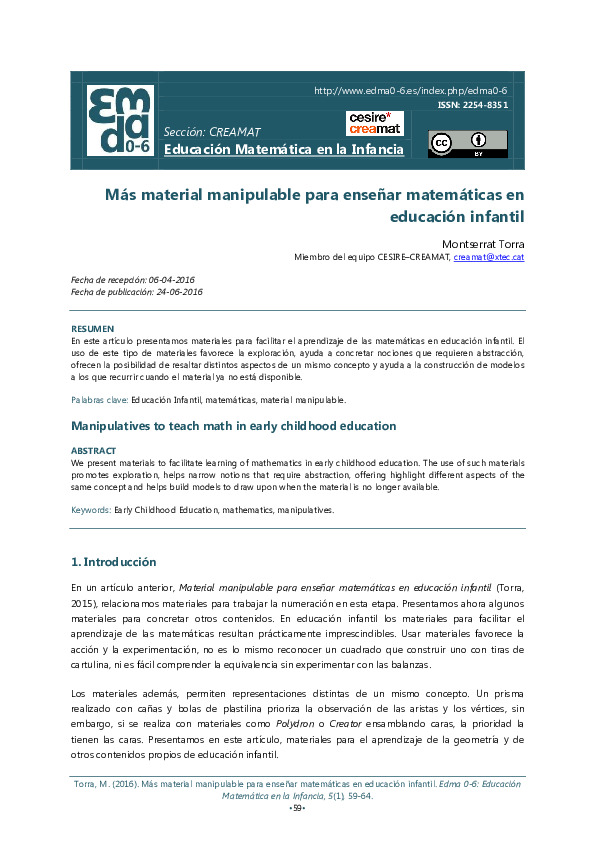 Más material manipulable para enseñar matemáticas en educación infantil ...