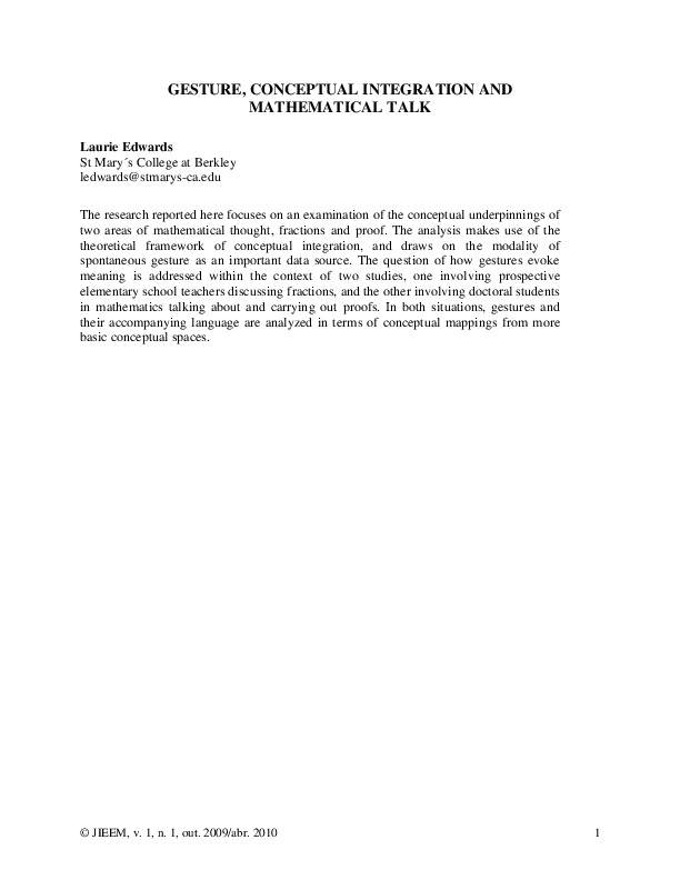 Gesture, conceptual integration and mathematical talk - Funes