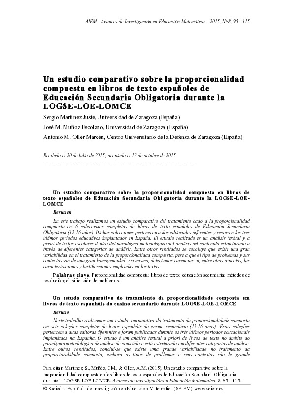 Un estudio comparativo sobre la proporcionalidad compuesta en libros de ...
