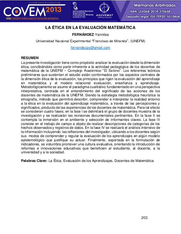 La ética en la evaluación matemática - Funes
