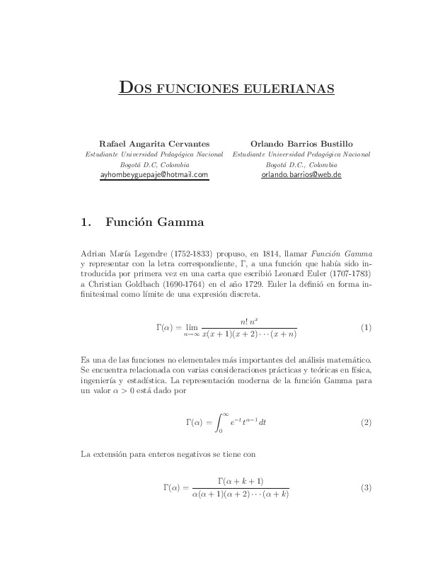 Dos funciones eulerianas - Funes