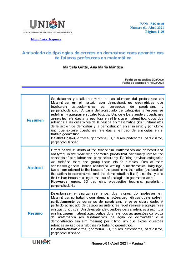 Acrisolado de tipologías de errores en demostraciones geométricas de ...