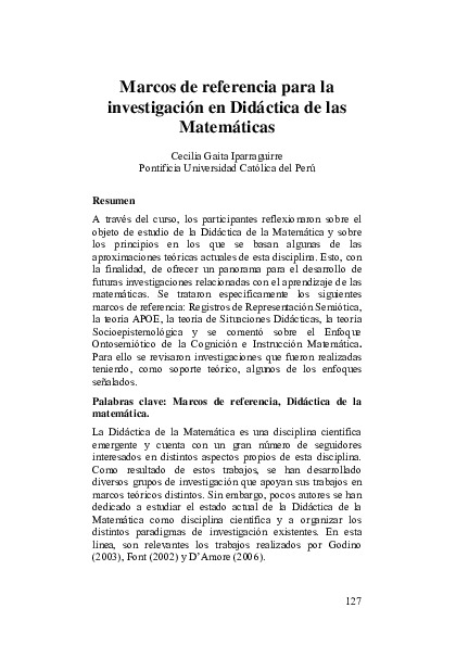 Marcos de referencia para la investigación en didáctica de las ...