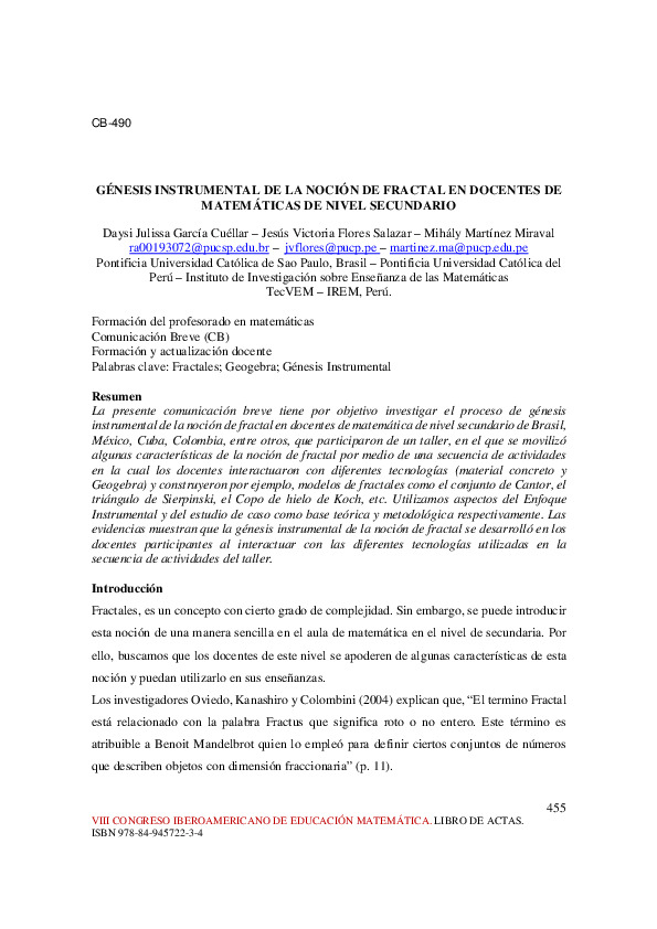 Génesis instrumental de la noción de fractal en docentes de matemáticas ...