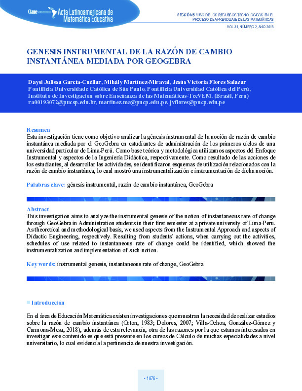 Genesis instrumental de la razón de cambio instantánea mediada por ...