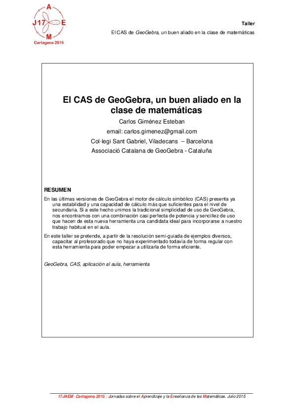 El CAS de GeoGebra, un buen aliado en la clase de matemáticas - Funes