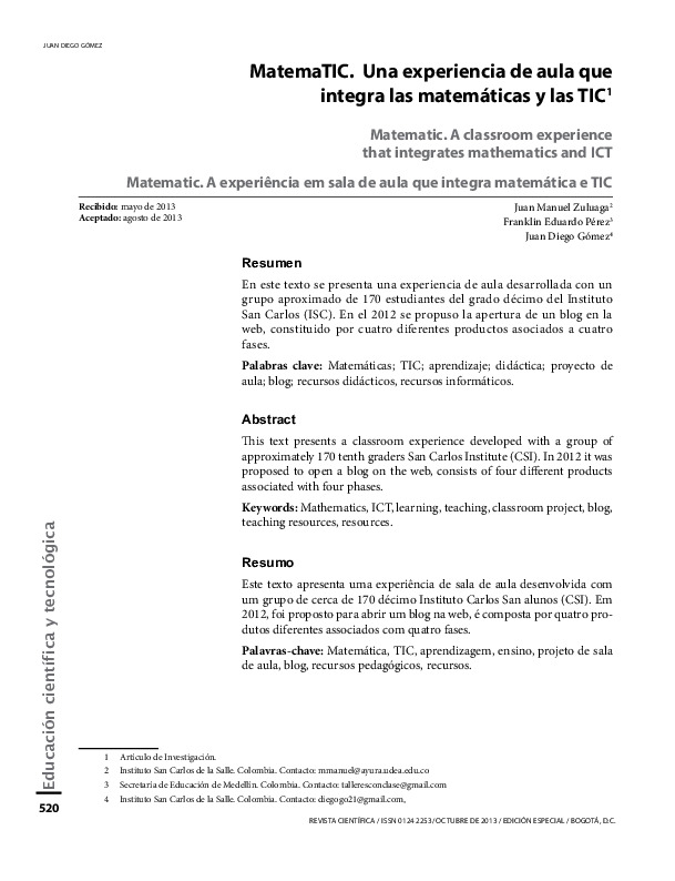 MatemaTIC. Una experiencia de aula que integra las matemáticas y las TIC - Funes