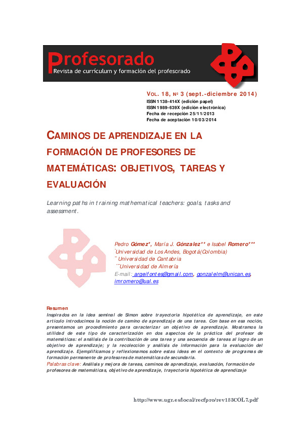 Caminos de aprendizaje en la formación de profesores de matemáticas ...