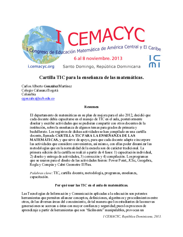 Cartilla TIC para la enseñanza de las matemáticas - Funes