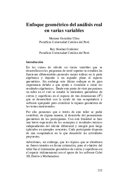 Enfoque geométrico del análisis real en varias variables - Funes