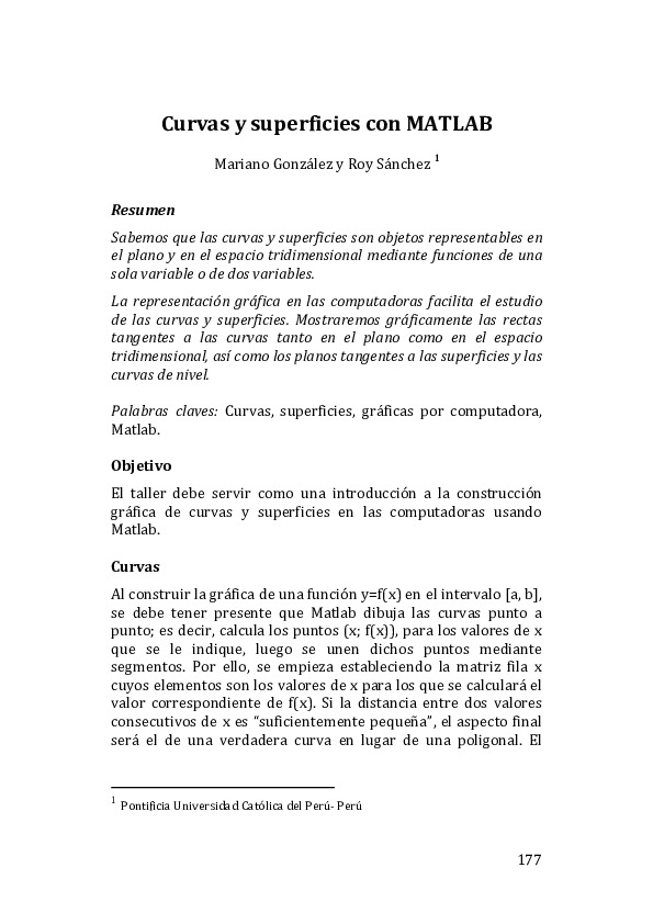 Curvas y superficies con Matlab - Funes
