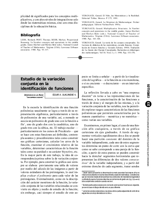 Estudio de la variación conjunta en la identificación de funciones - Funes