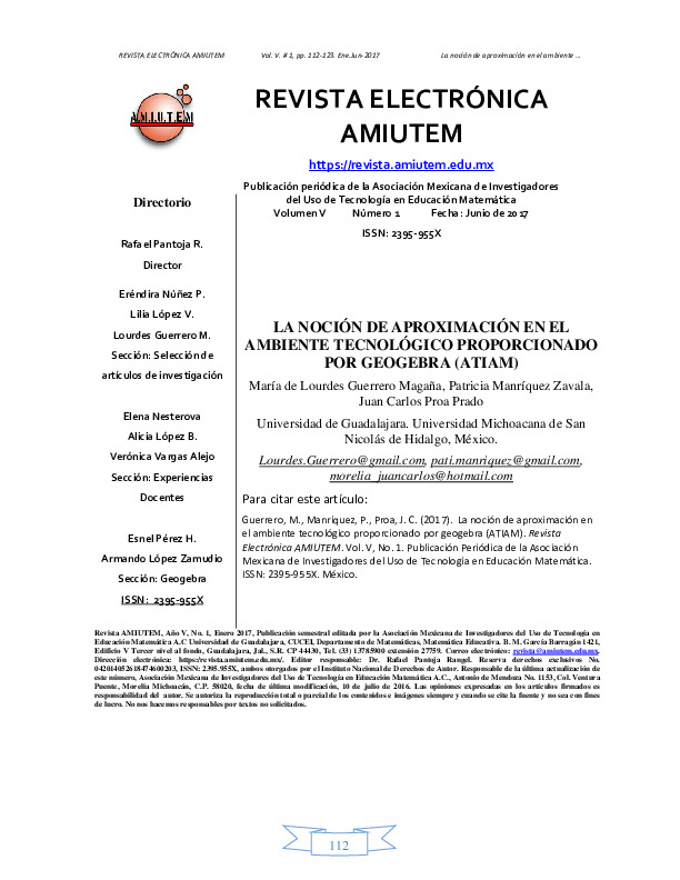 La noción de aproximación en el ambiente tecnológico proporcionado por ...