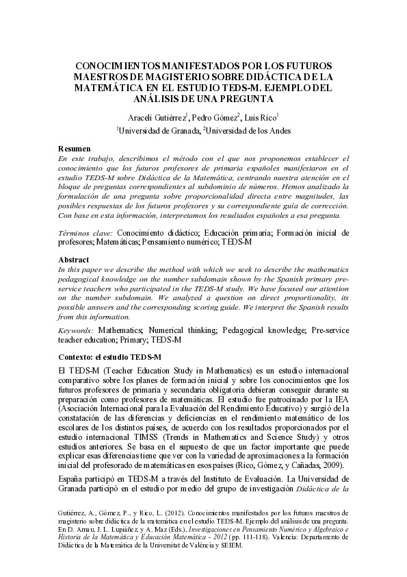 Conocimientos manifestados por los futuros maestros de magisterio sobre didáctica de la ...