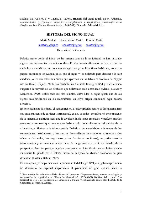 Historia del signo igual - Funes