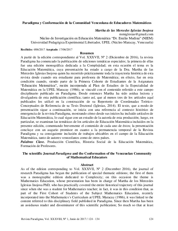 Paradigma y conformación de la comunidad venezolana de educadores ...