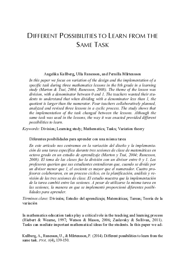 Different possibilities to learn from the same task - Funes