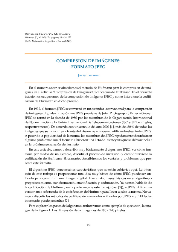 Compresión de imágenes: formato JPEG - Funes