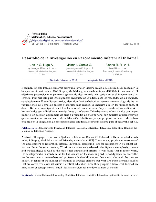 Desarrollo de la investigación en Razonamiento Inferencial Informal - Funes