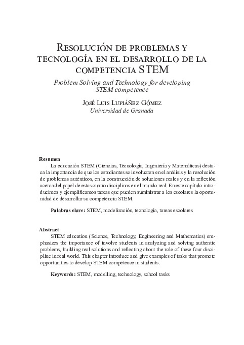 Resolución de problemas y tecnología en el desarrollo de la competencia STEM - Funes