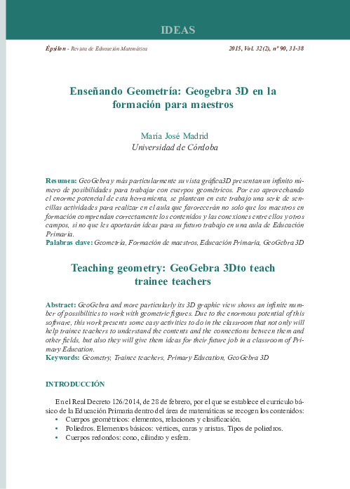 Enseñando geometría: Geogebra 3D en la formación para maestros - Funes